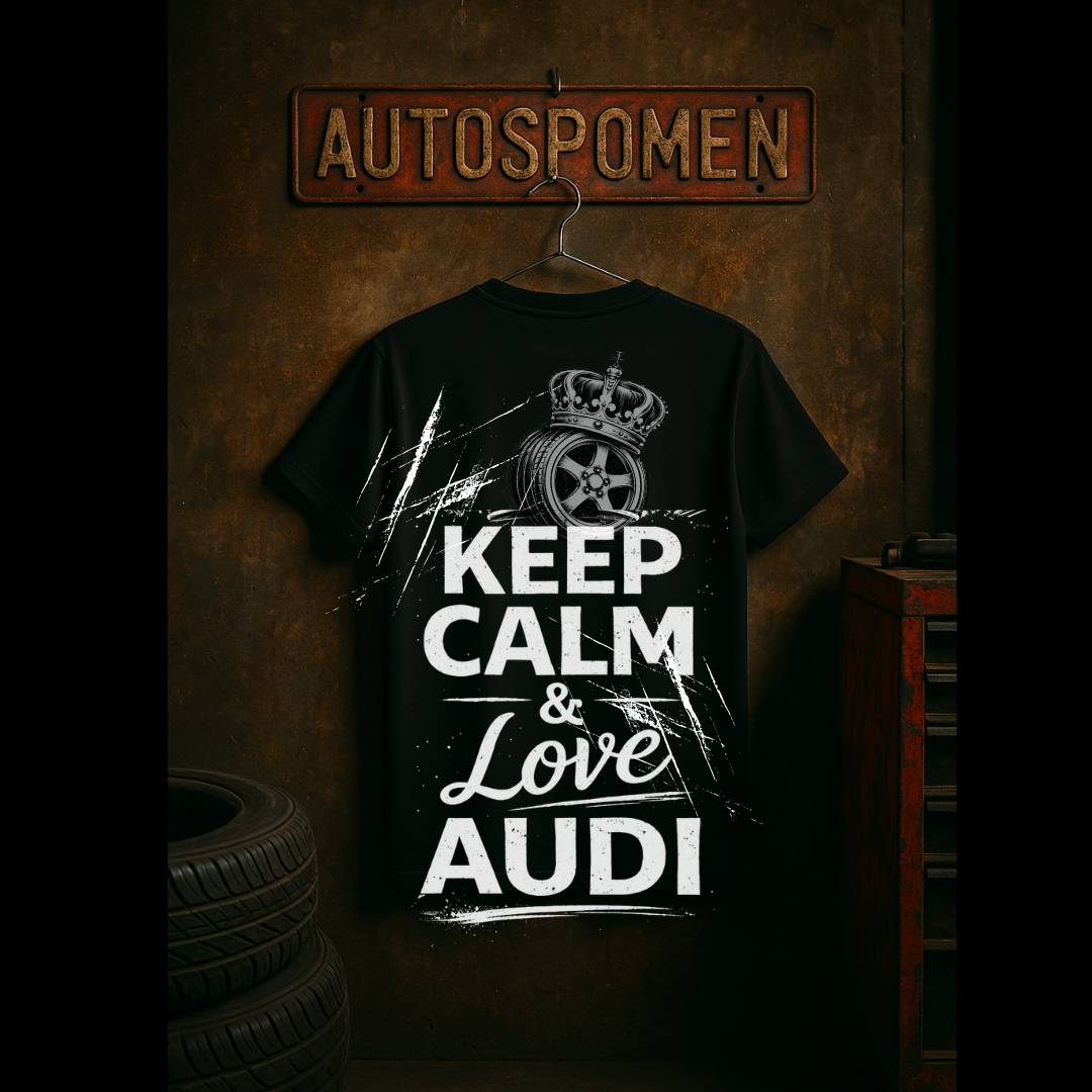 Тениска Keep Calm & Love Audi | Audi street тениска – Autospomen ...